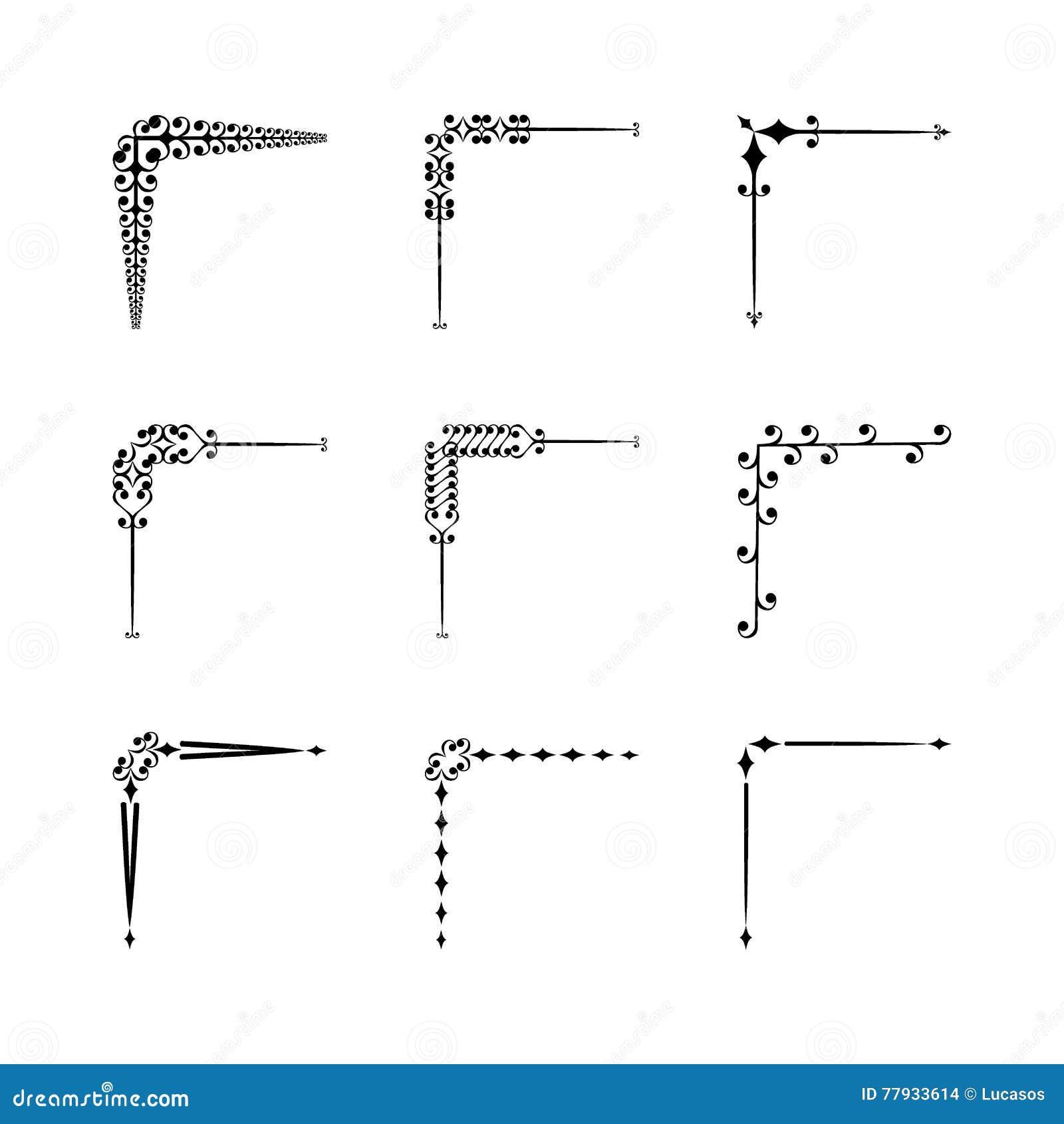 Decorative Corner Frame Set Stock Vector - Illustration of divider ...