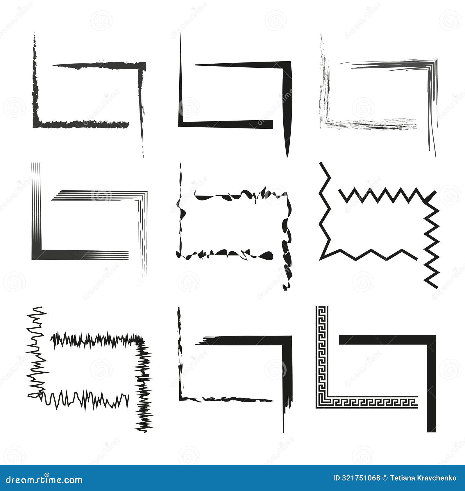 Corner Frames Doodle Set. Vintage Decorative Angle Border. Vector ...
