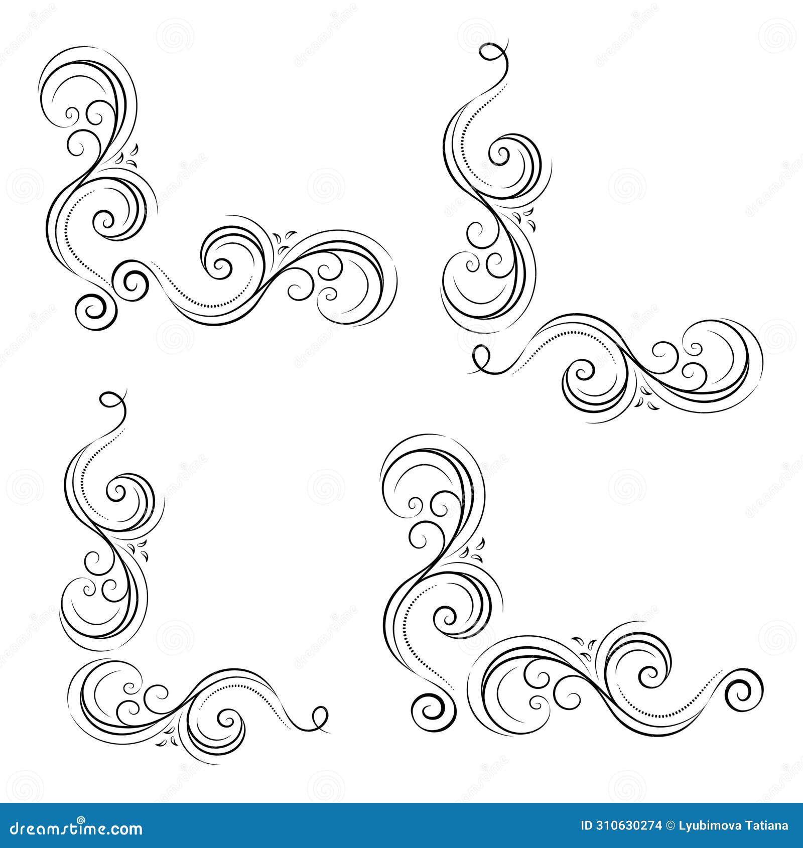 Decorative Corner Ornament Made of Wavy Lines and Curls Stock ...