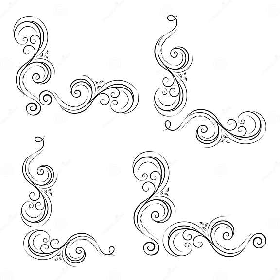 Decorative Corner Ornament Made of Wavy Lines and Curls Stock ...