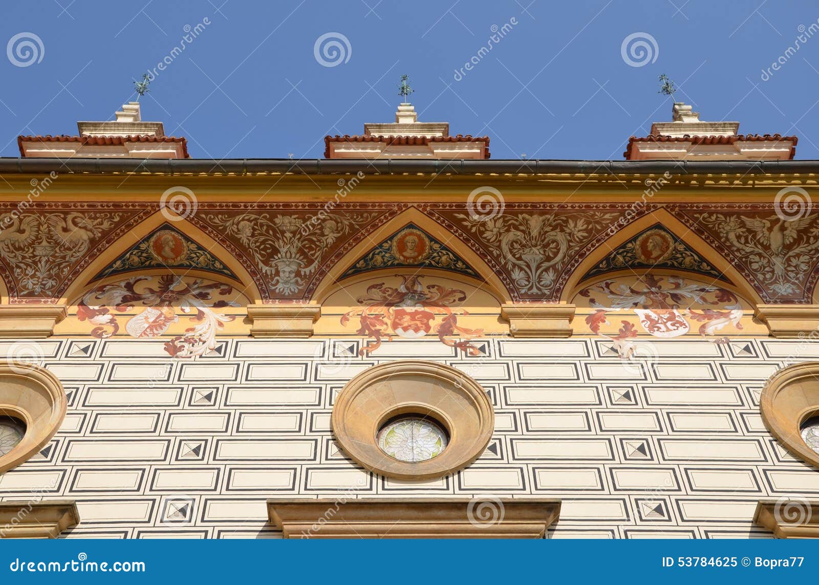 Decorative Cornice at the Pruhonice Castle Stock Image - Image of ...