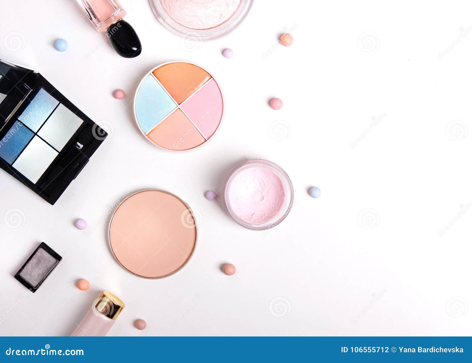 Decorative Cosmetics Set Empty Background. Stock Photo - Image of skin ...