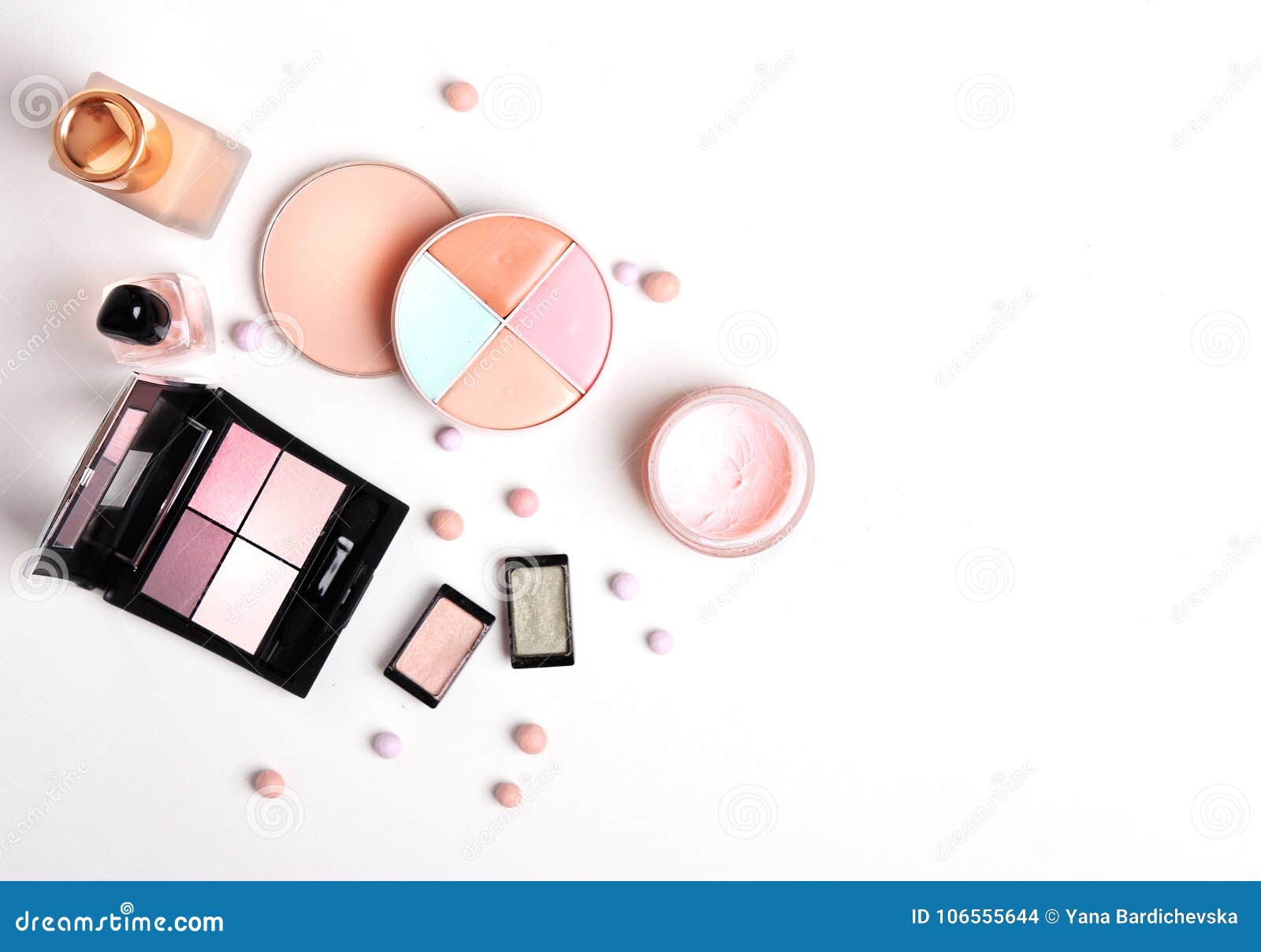 Decorative Cosmetics Set Empty Background. Stock Photo - Image of copy ...