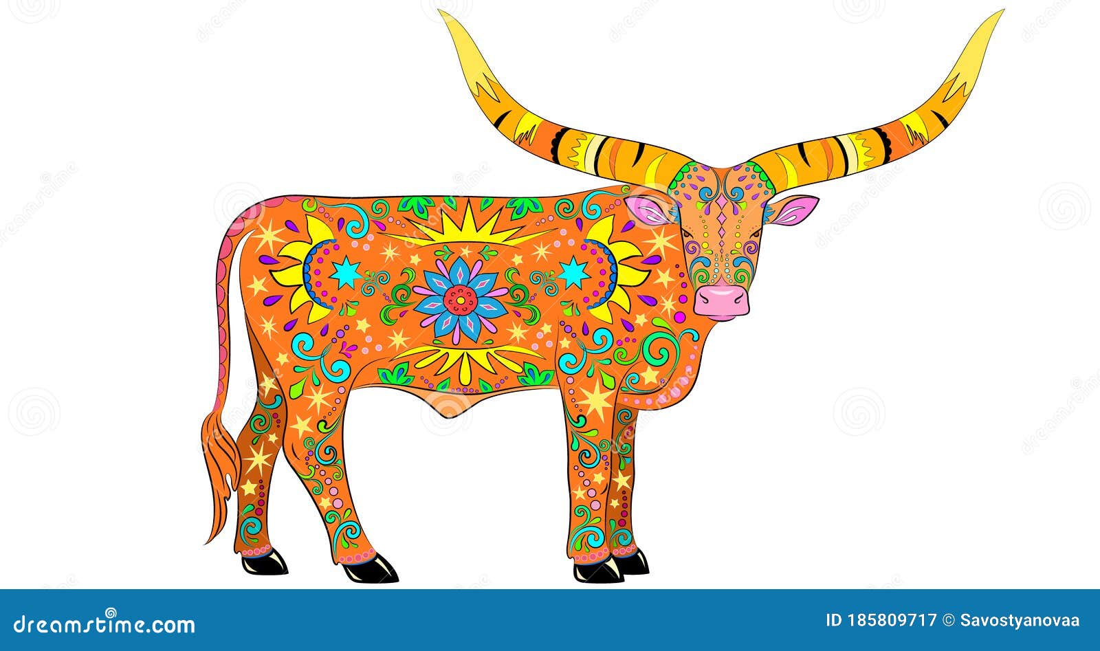 Decorative Cow. the Symbol of the New 2021 Stock Illustration ...