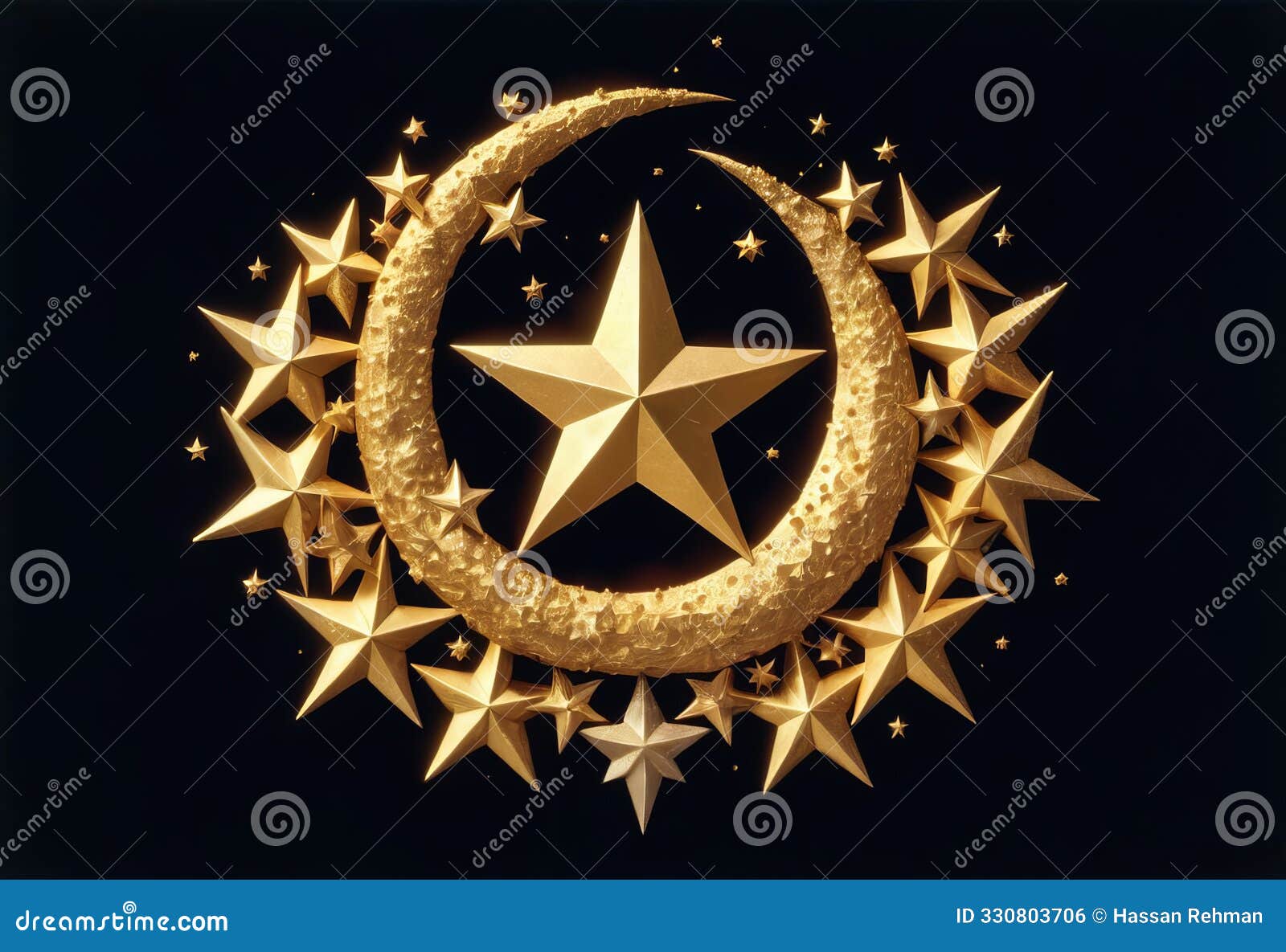 A Decorative Crescent Moon with a Large Star in the Center Stock ...