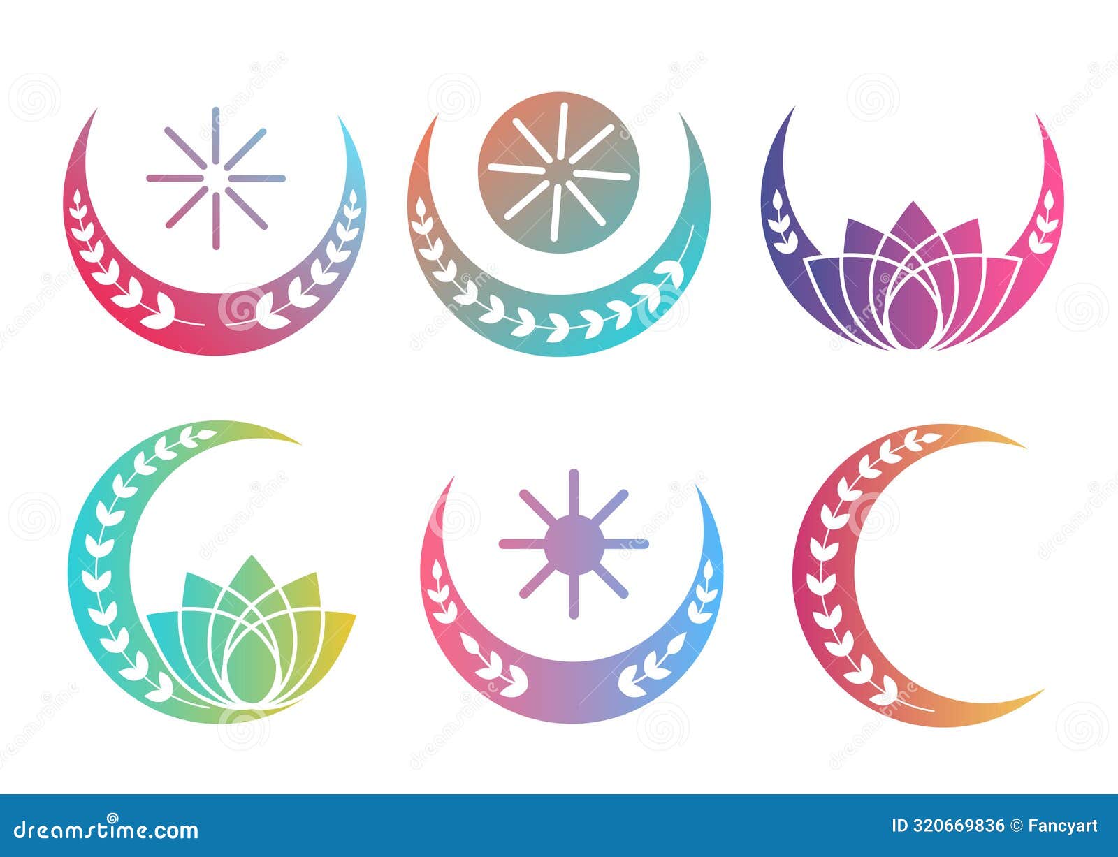 Decorative Crescent Moons Colorful Collection Set Stock Vector ...