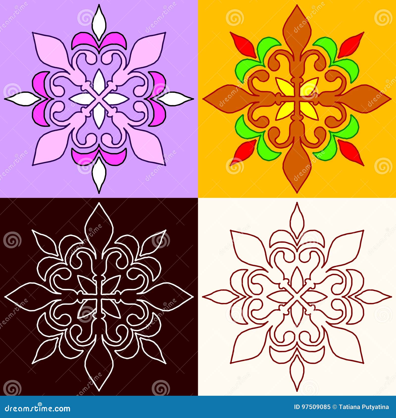Decorative Cross Set in Color Stock Illustration - Illustration of ...