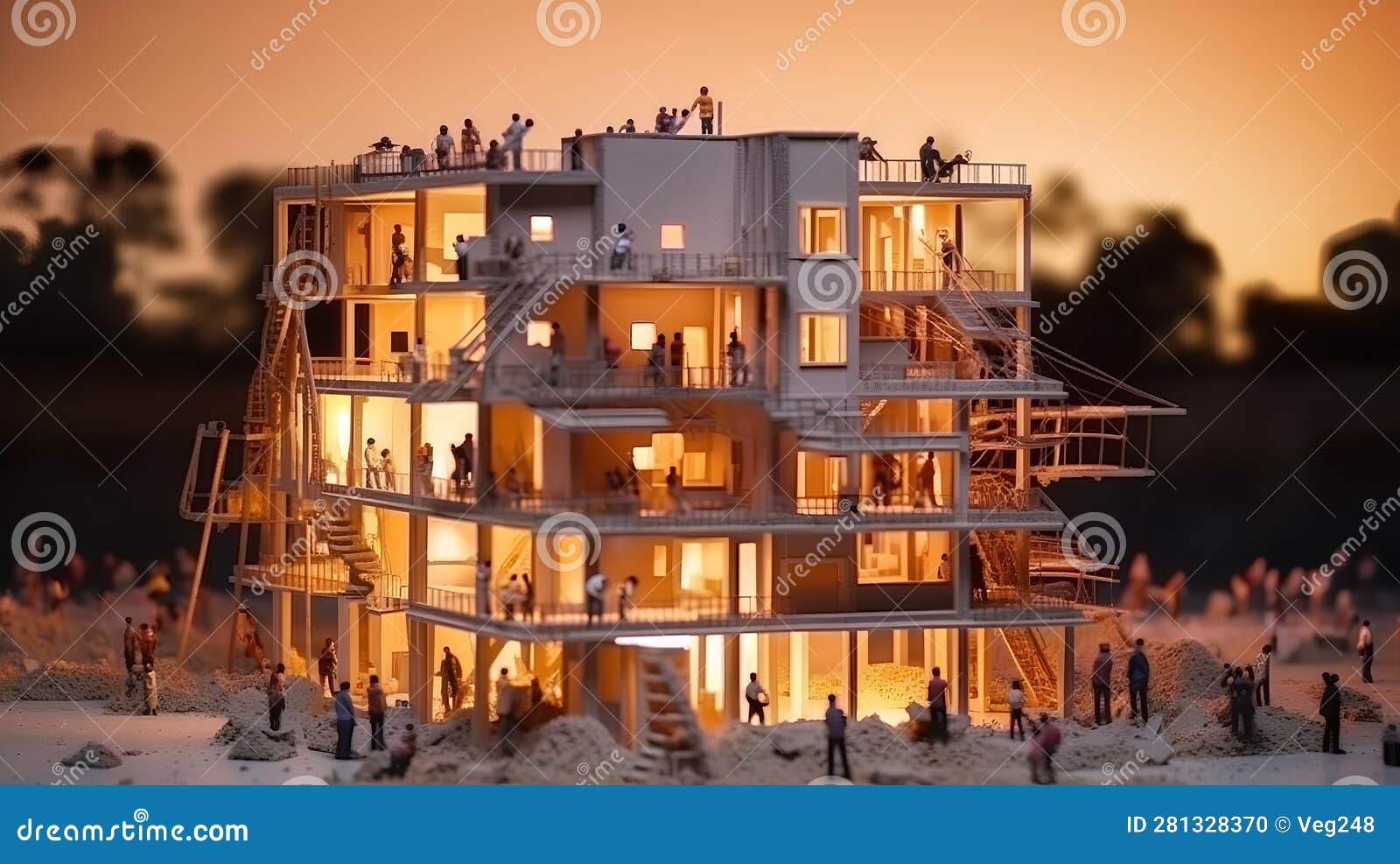 Decorative Cube Building. Construction of Premises Stock Illustration ...
