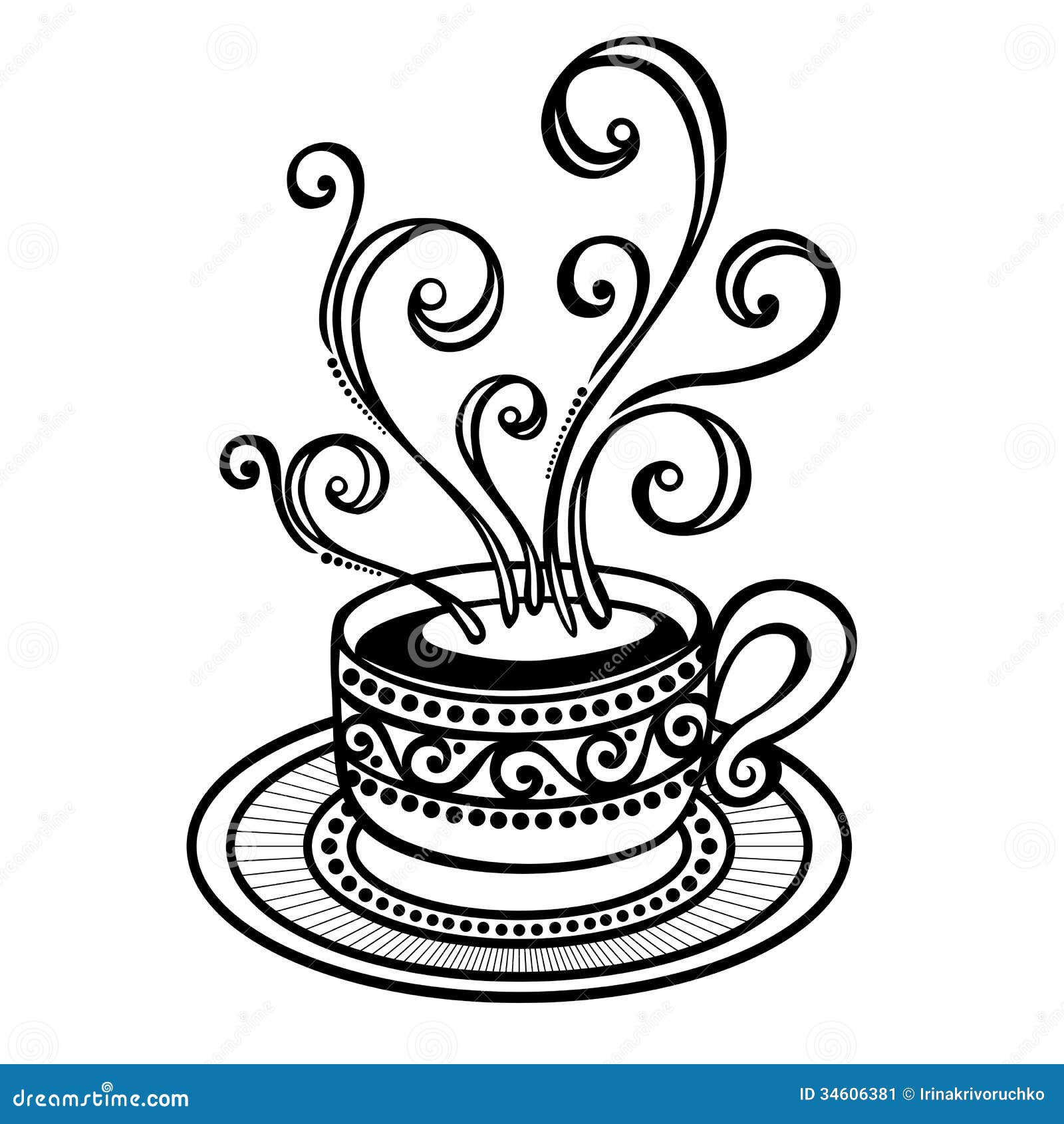 Decorative Cup of Coffee with Steam Stock Vector - Illustration of ...