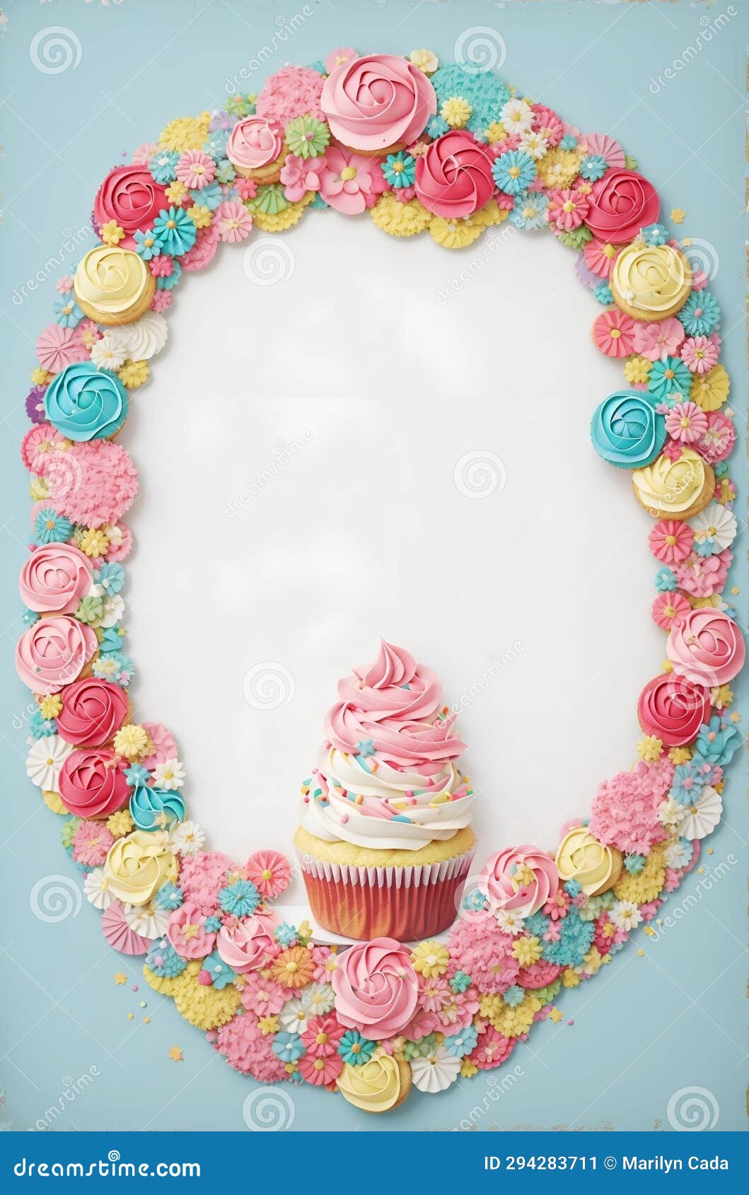 Decorative Cupcake Borders Vibrant Dessert Borders Celebratory Cupcake ...