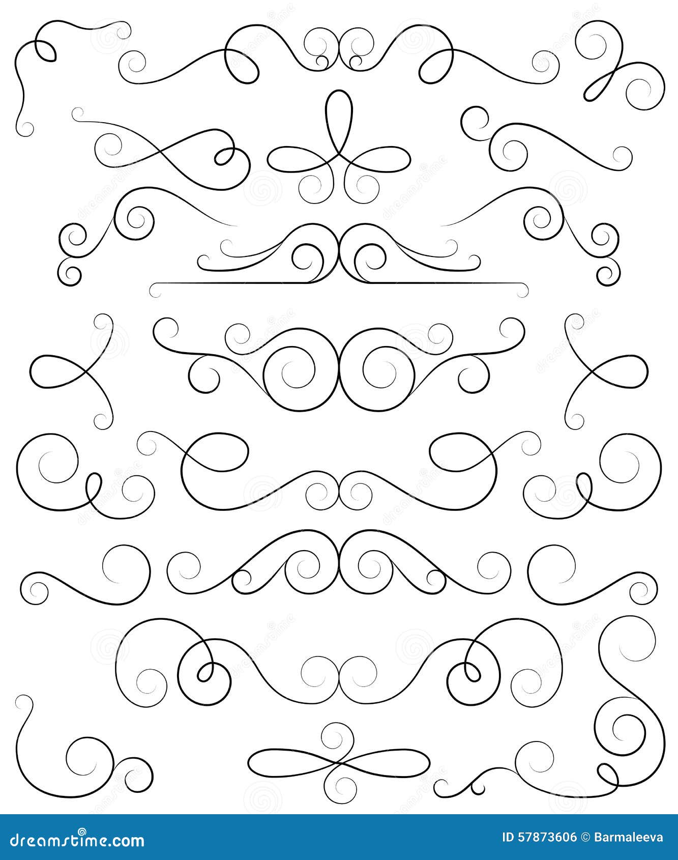 Decorative Curls and Swirls Collection Stock Vector - Illustration of ...