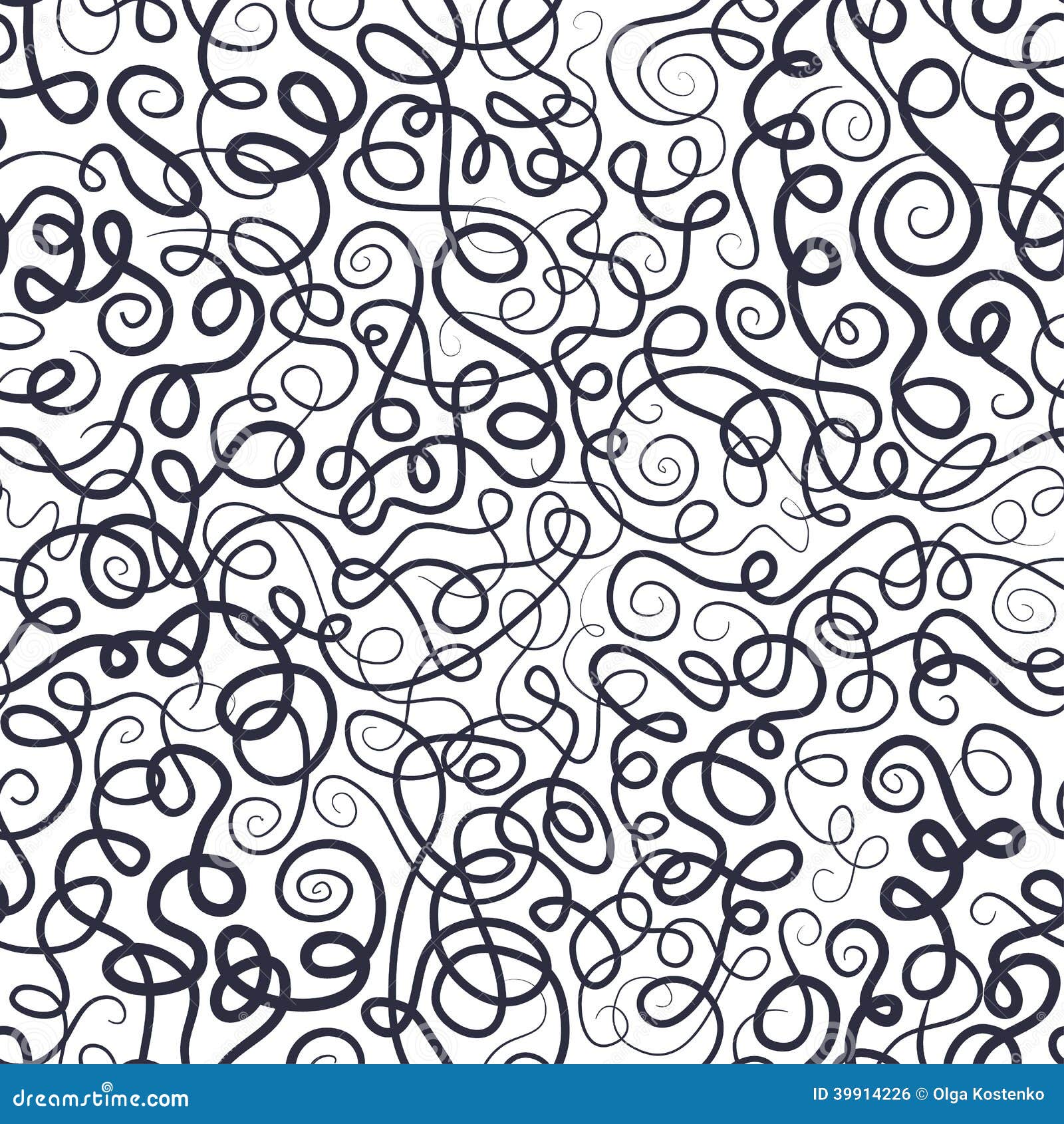 Decorative Curly Waves Lines Pattern Stock Vector - Illustration of ...