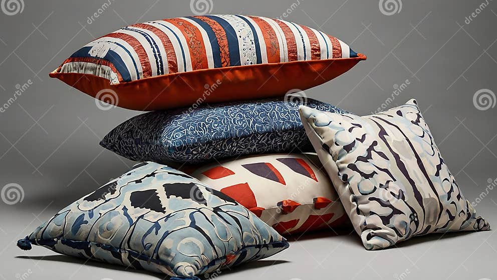 Decorative Cushions Various Textures and Patterns Stock Illustration ...