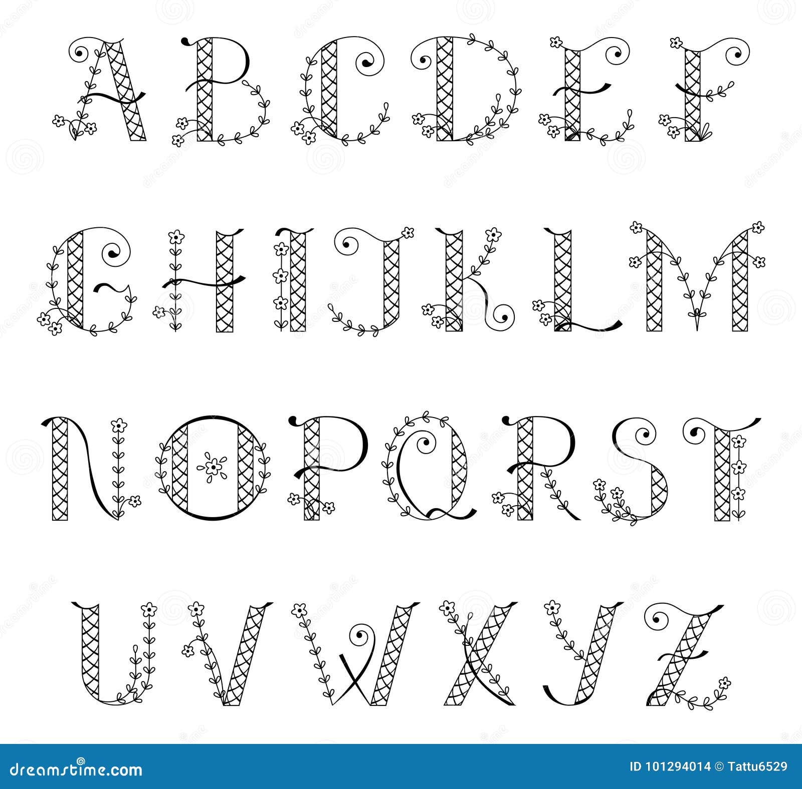 Decorative Cute Initial Letters Stock Vector - Illustration of greeting ...