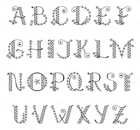 Decorative Cute Initial Letters Stock Vector - Illustration of greeting ...