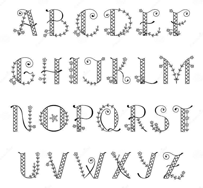 Decorative Cute Initial Letters Stock Vector - Illustration of greeting ...