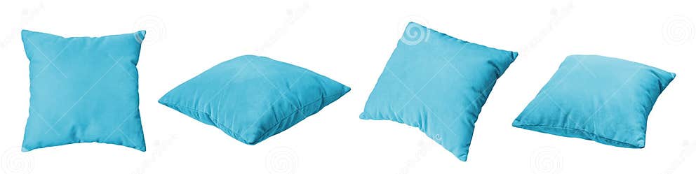 Decorative Cyan Rectangular Pillow for Sleeping and Resting Isolated on ...