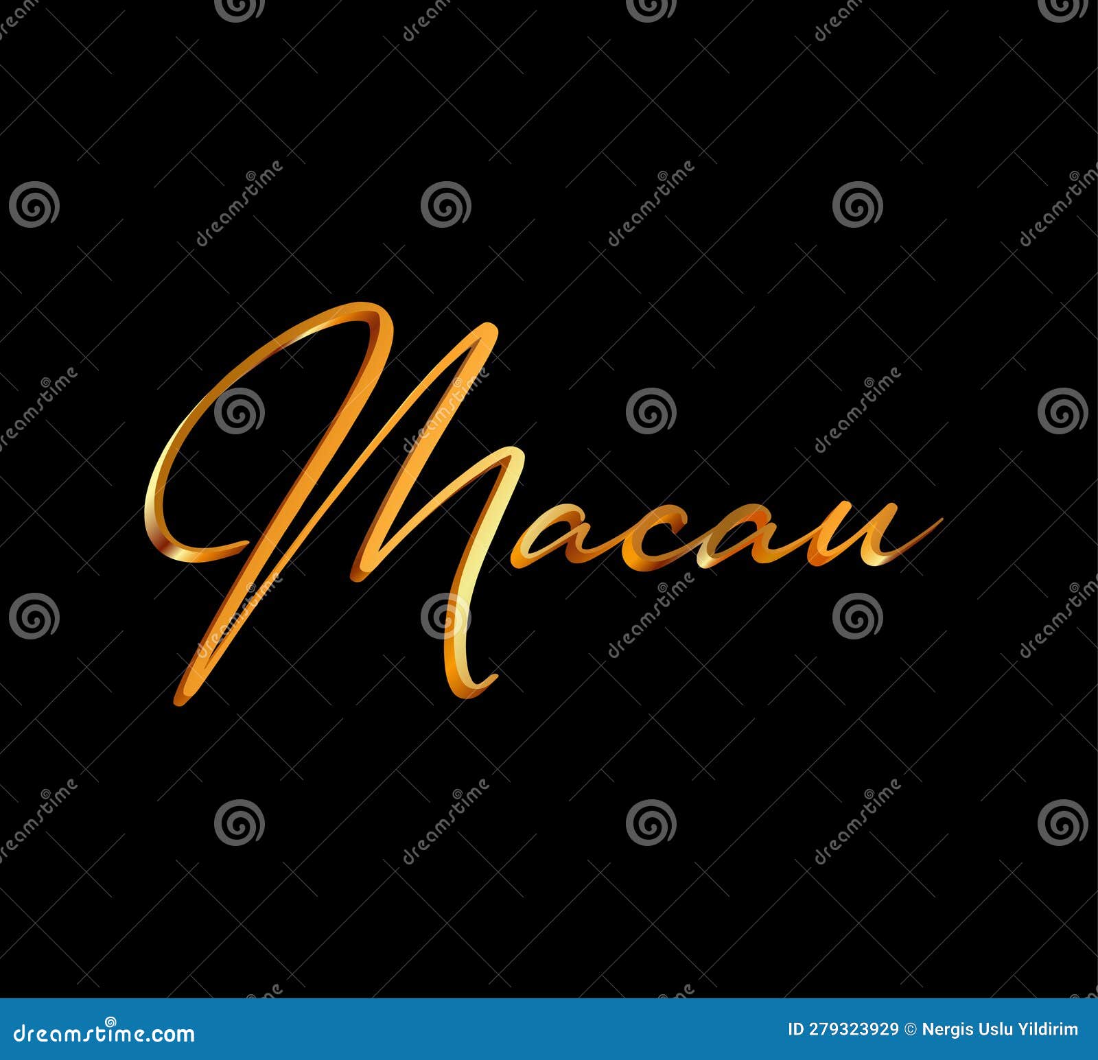 3d gold macau text stock vector. Illustration of black - 279323929