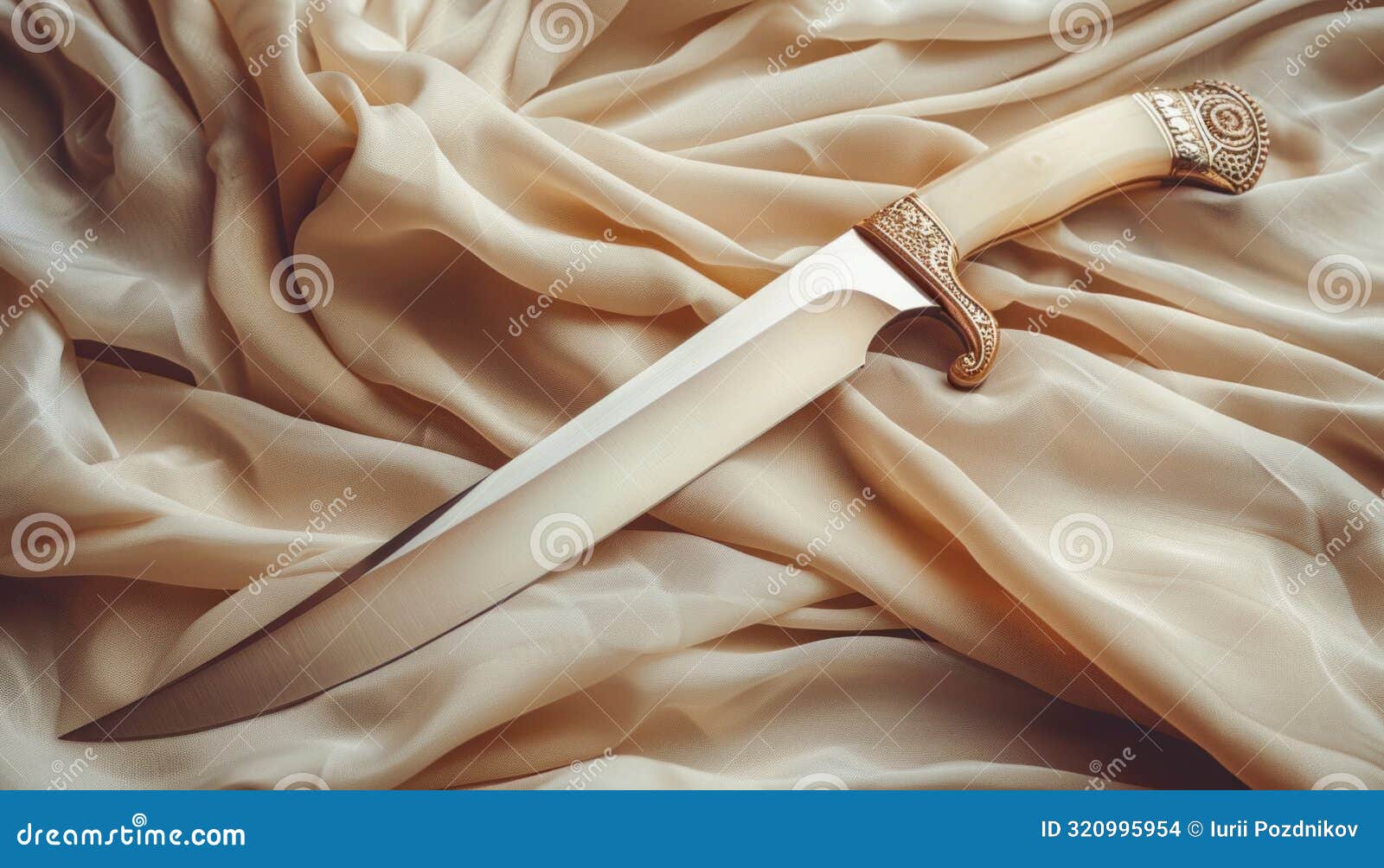 Ceremonial Dagger on Silk Fabric Stock Photo - Image of lgance ...