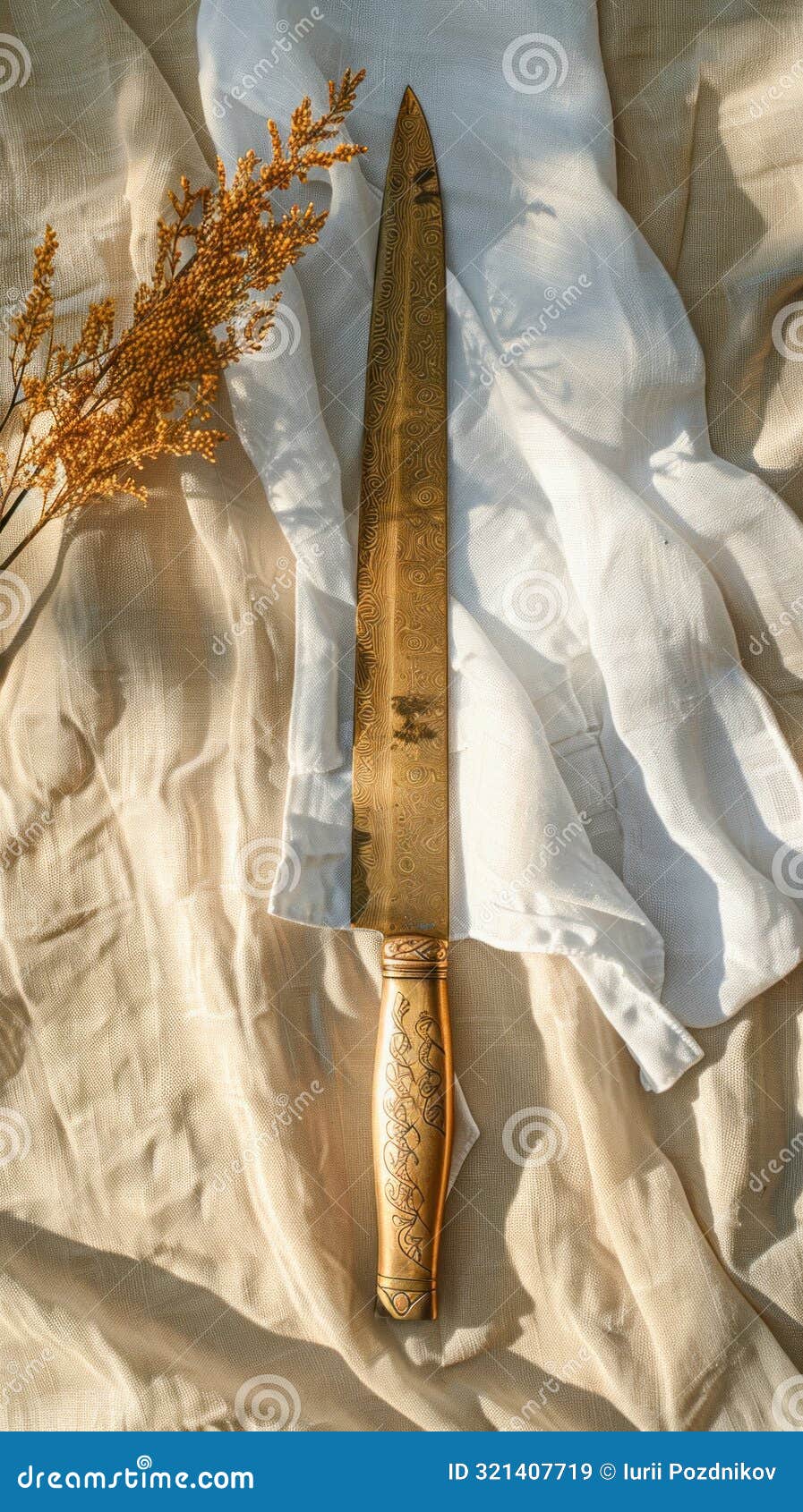 Ceremonial Dagger on Silk Fabric Stock Image - Image of satin ...