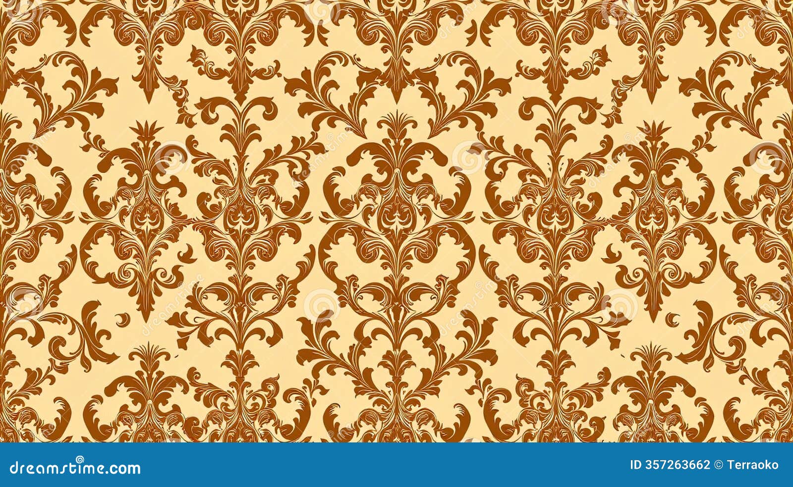 Decorative Damask Pattern Including Complex Floral and Scroll Motifs ...