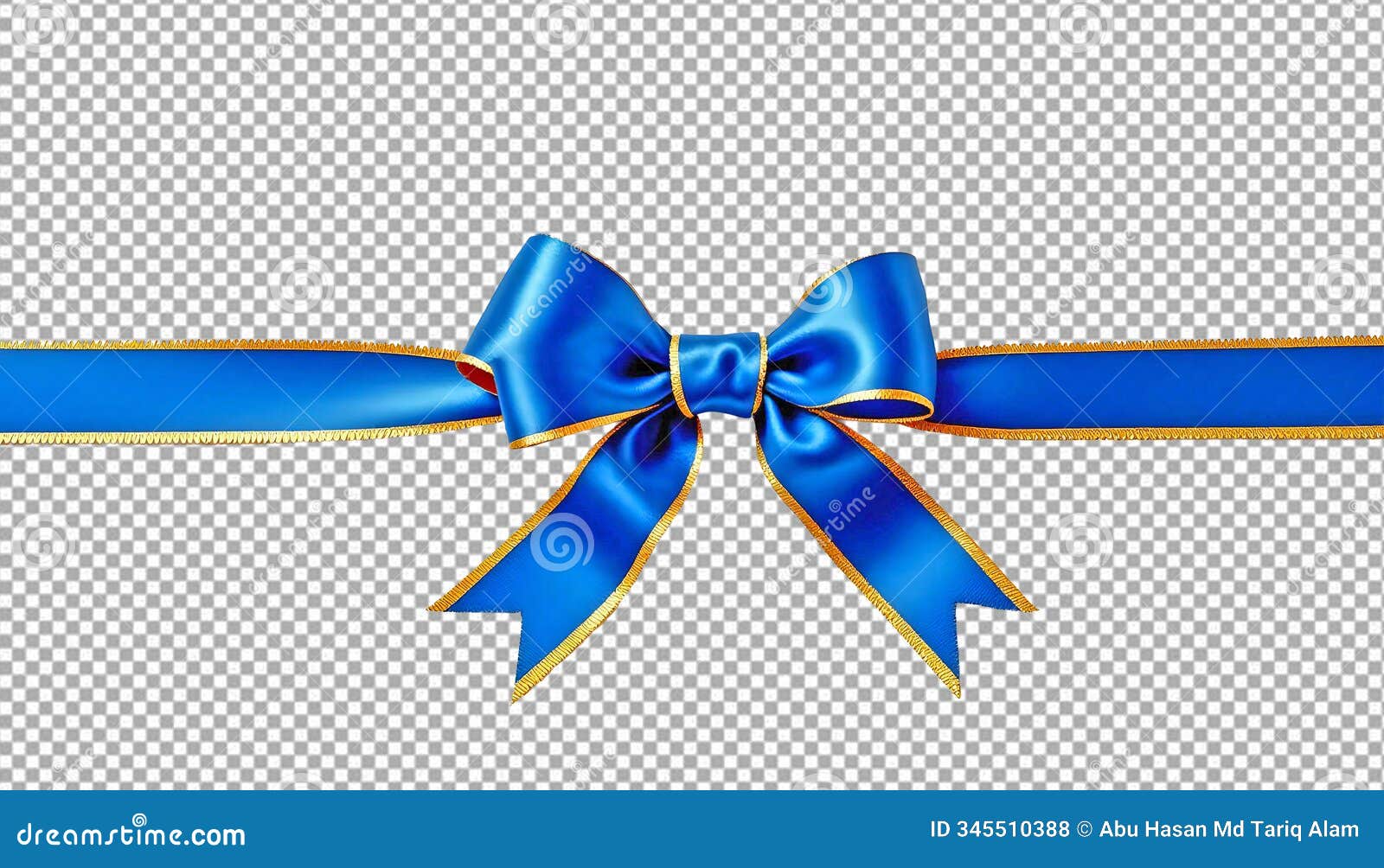 A Decorative Dark Blue Ribbon Bow with Gold Trim Stock Illustration ...