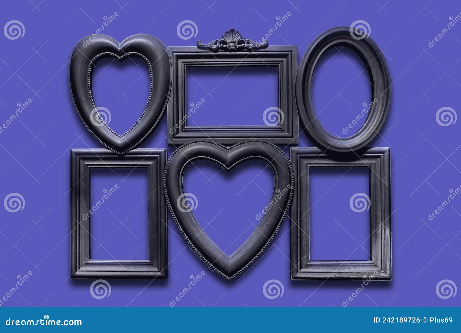 Decorative Dark Photo Frames on a Color Trendy Background Stock Photo ...