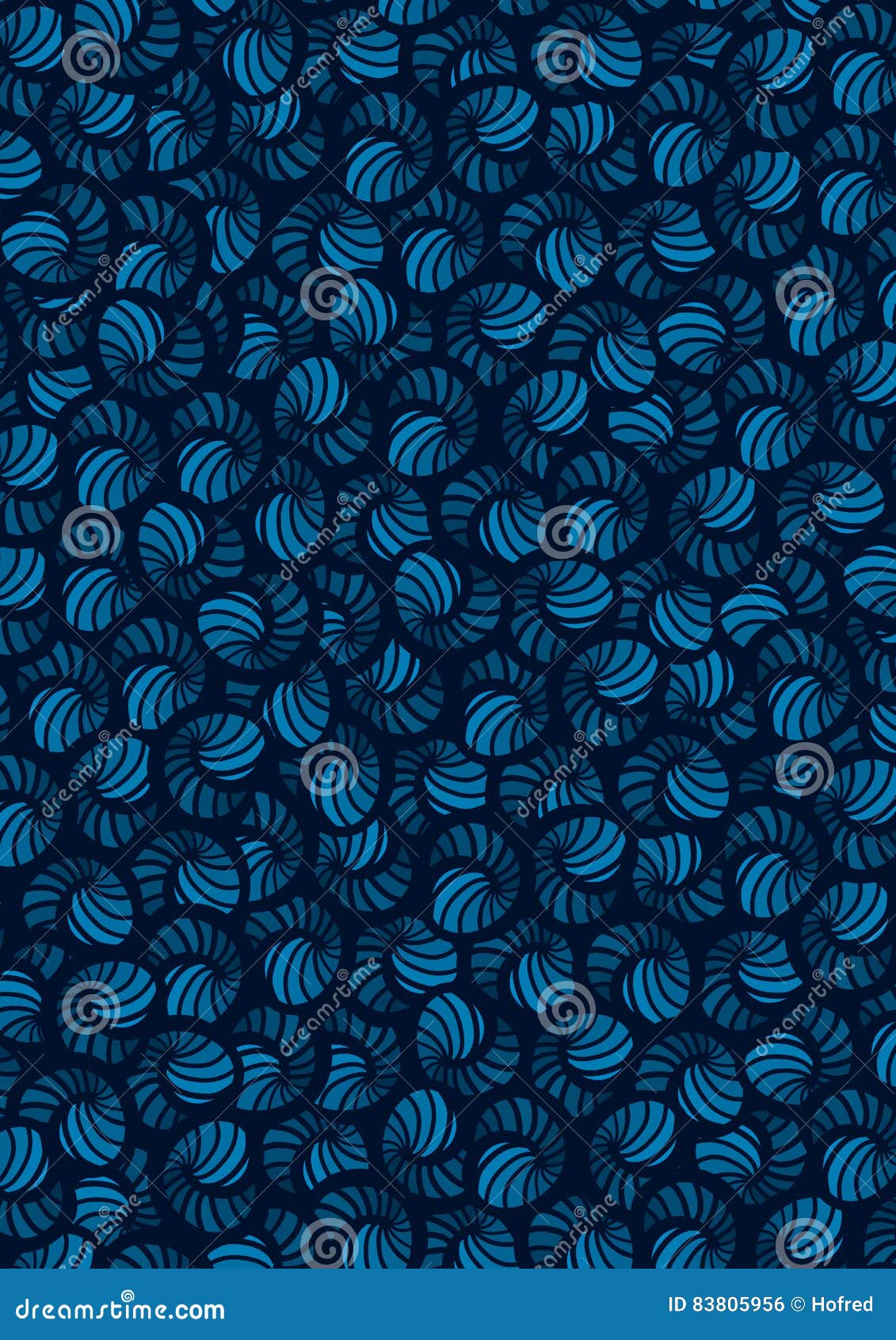 Decorative Deep Blue Shells Pattern Vector Background Design Stock ...
