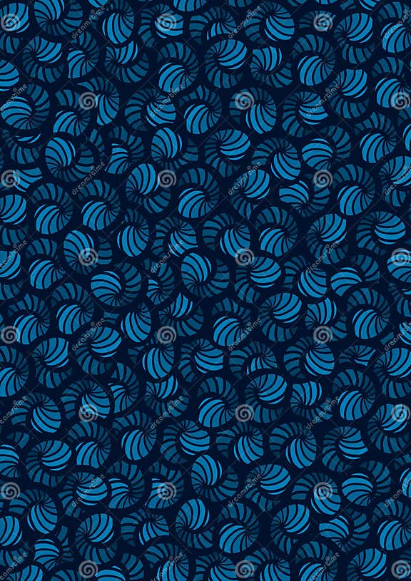Decorative Deep Blue Shells Pattern Vector Background Design Stock ...