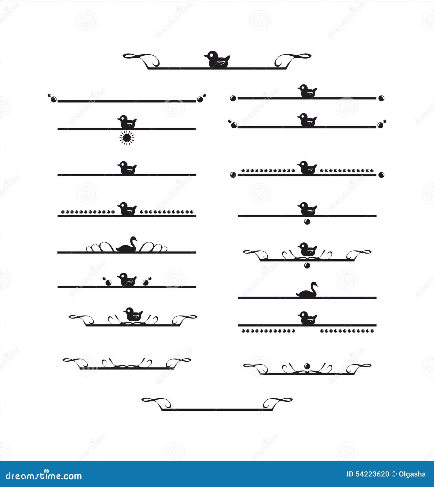 Decorative Delimiter, Text Breaks Set Vector Illustration ...