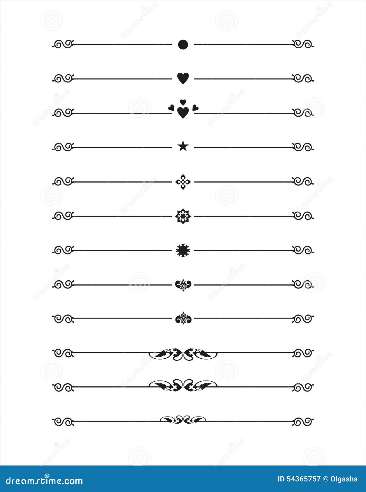 Decorative Delimiter, Text Breaks Set Vector Illustration ...