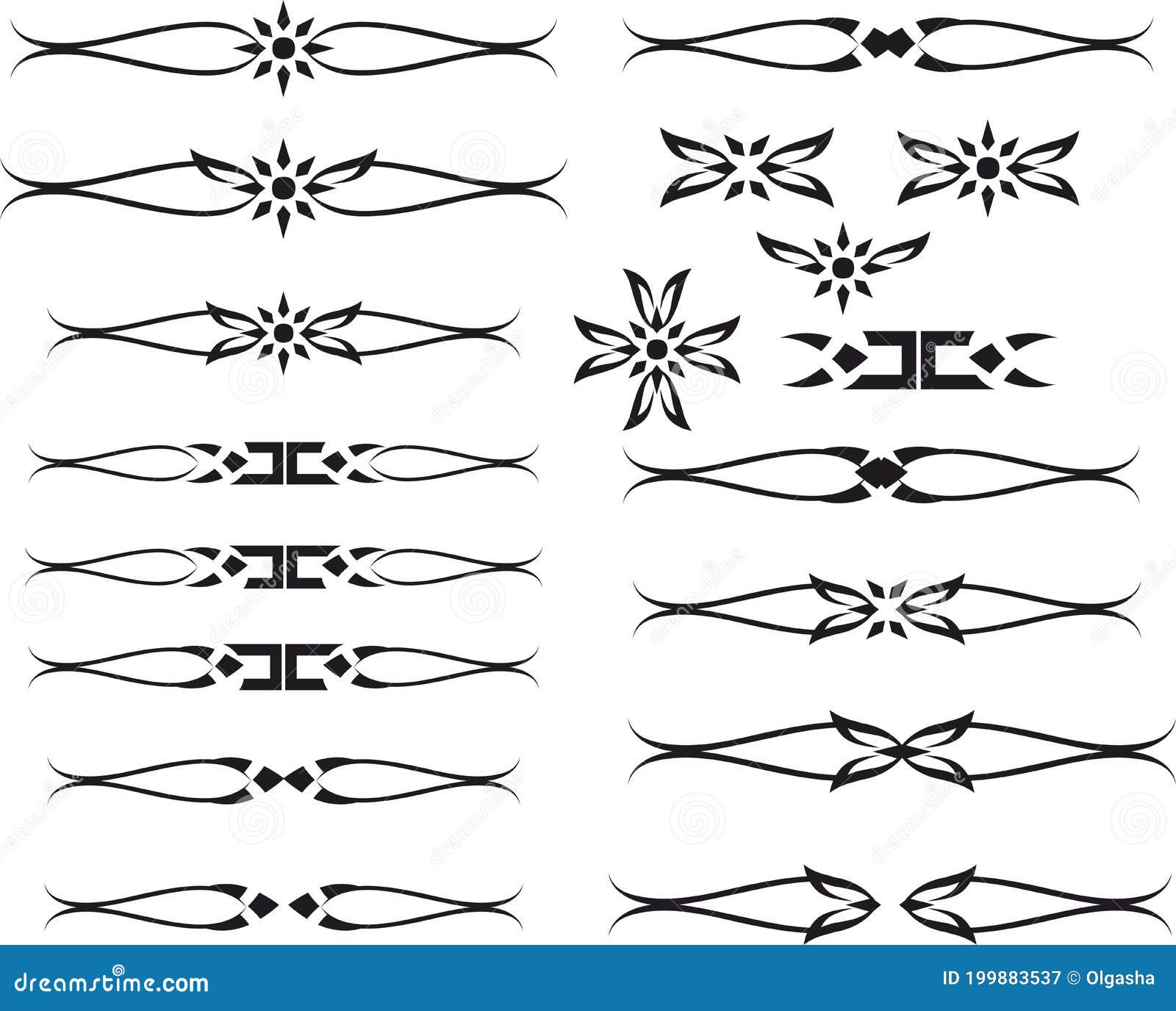 Decorative Delimiter Separator Text and Graphic Element, Lines for ...