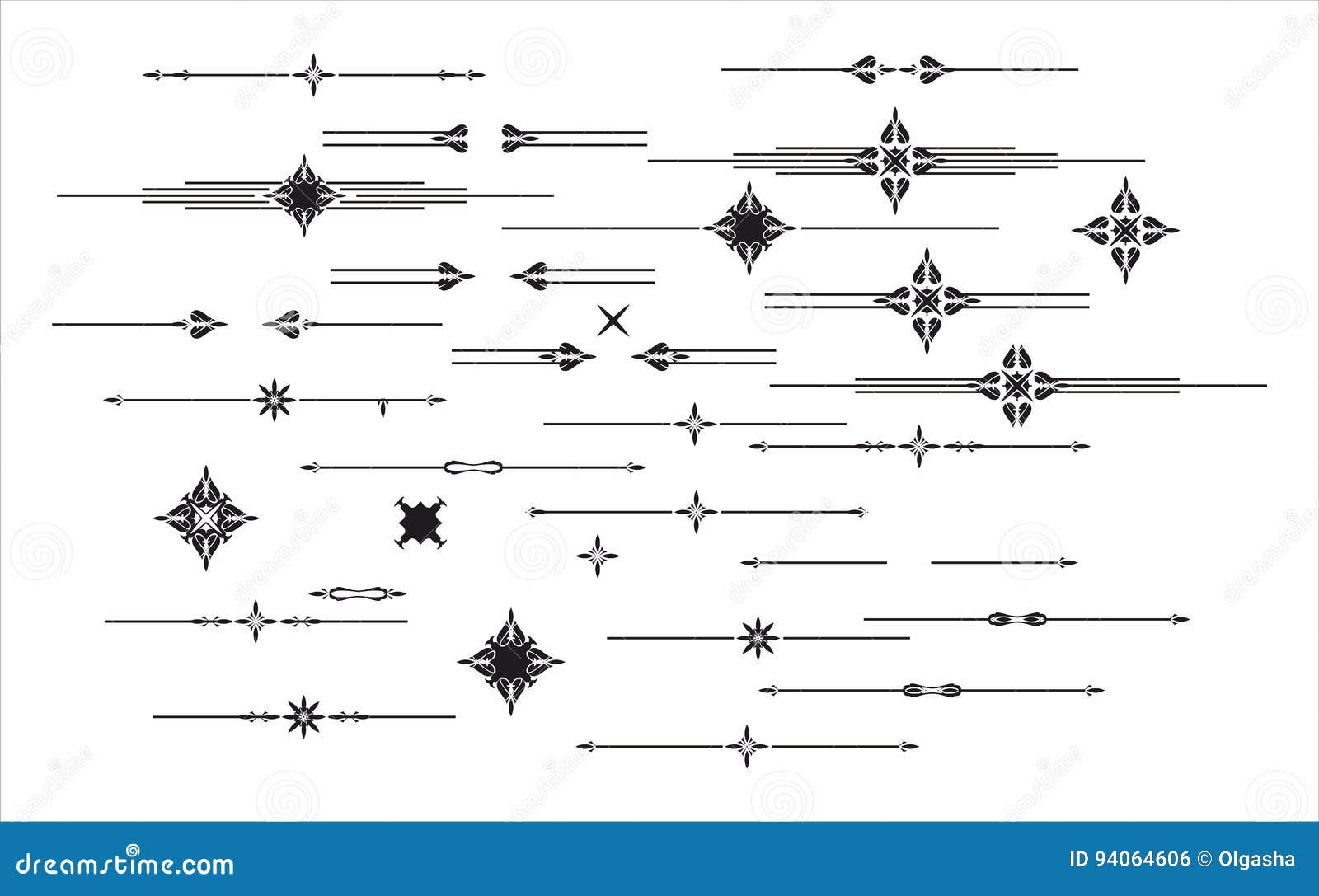 Decorative Delimiter, Text Breaks Set Vector Illustration ...