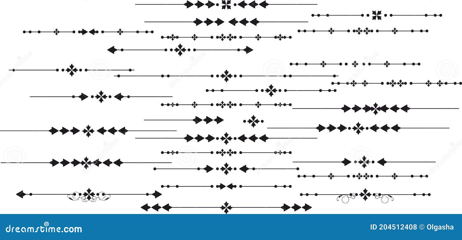 Decorative Delimiter, Text Break Set Stock Vector - Illustration of ...