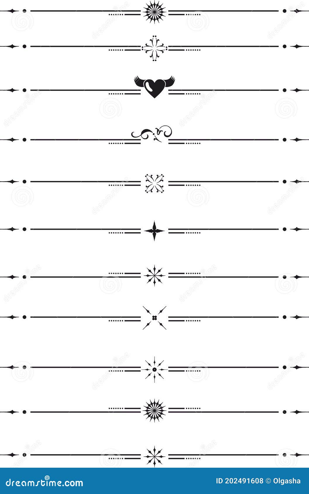 Decorative Delimiter, Text Breaks Set Vector Illustration ...