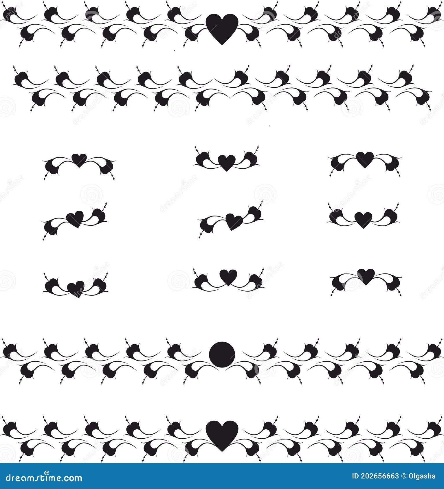 Decorative Delimiter, Text Breaks Set Vector Illustration ...