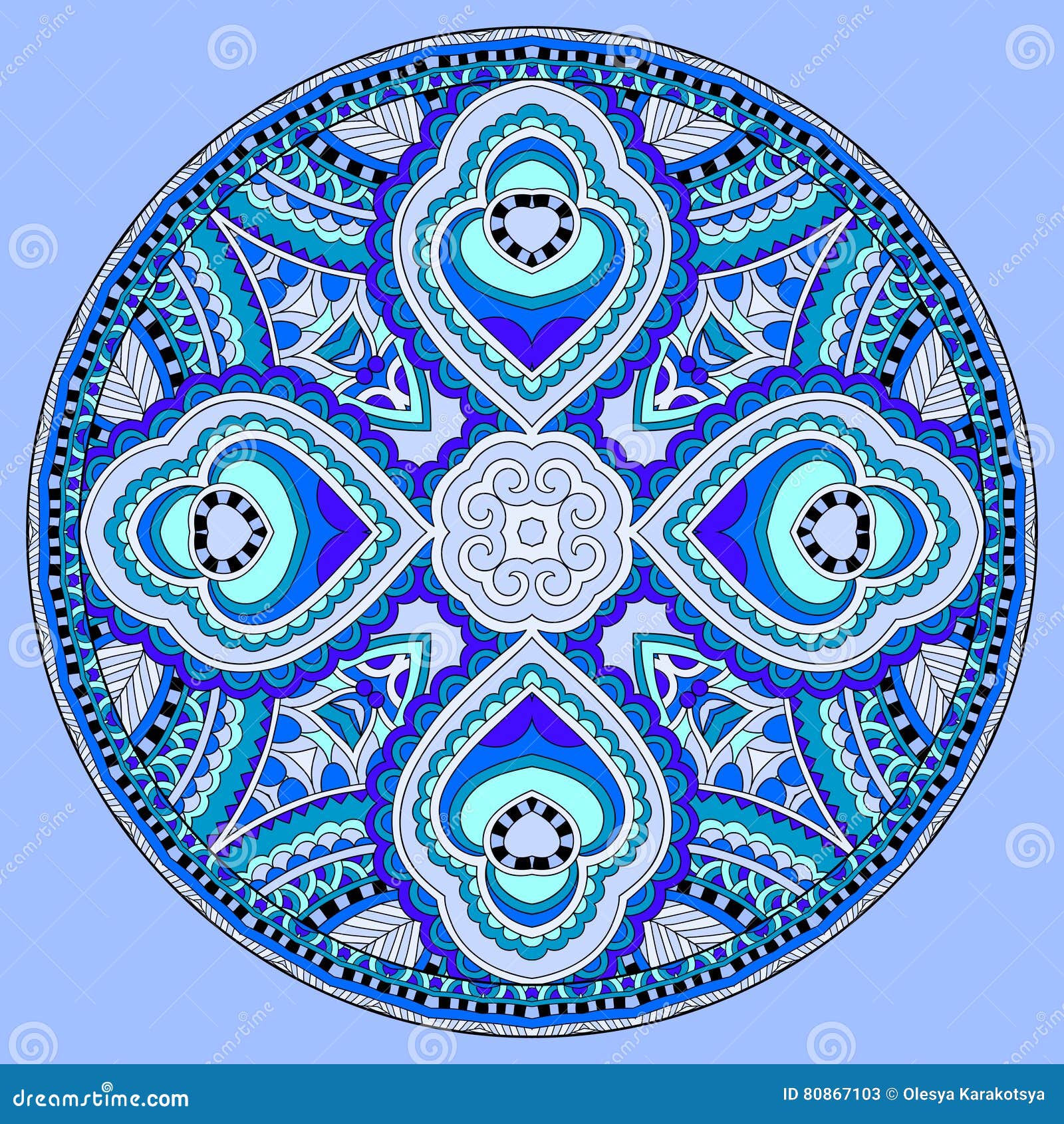 Decorative Design of Blue Circle Dish Floral Paisley Template Stock ...