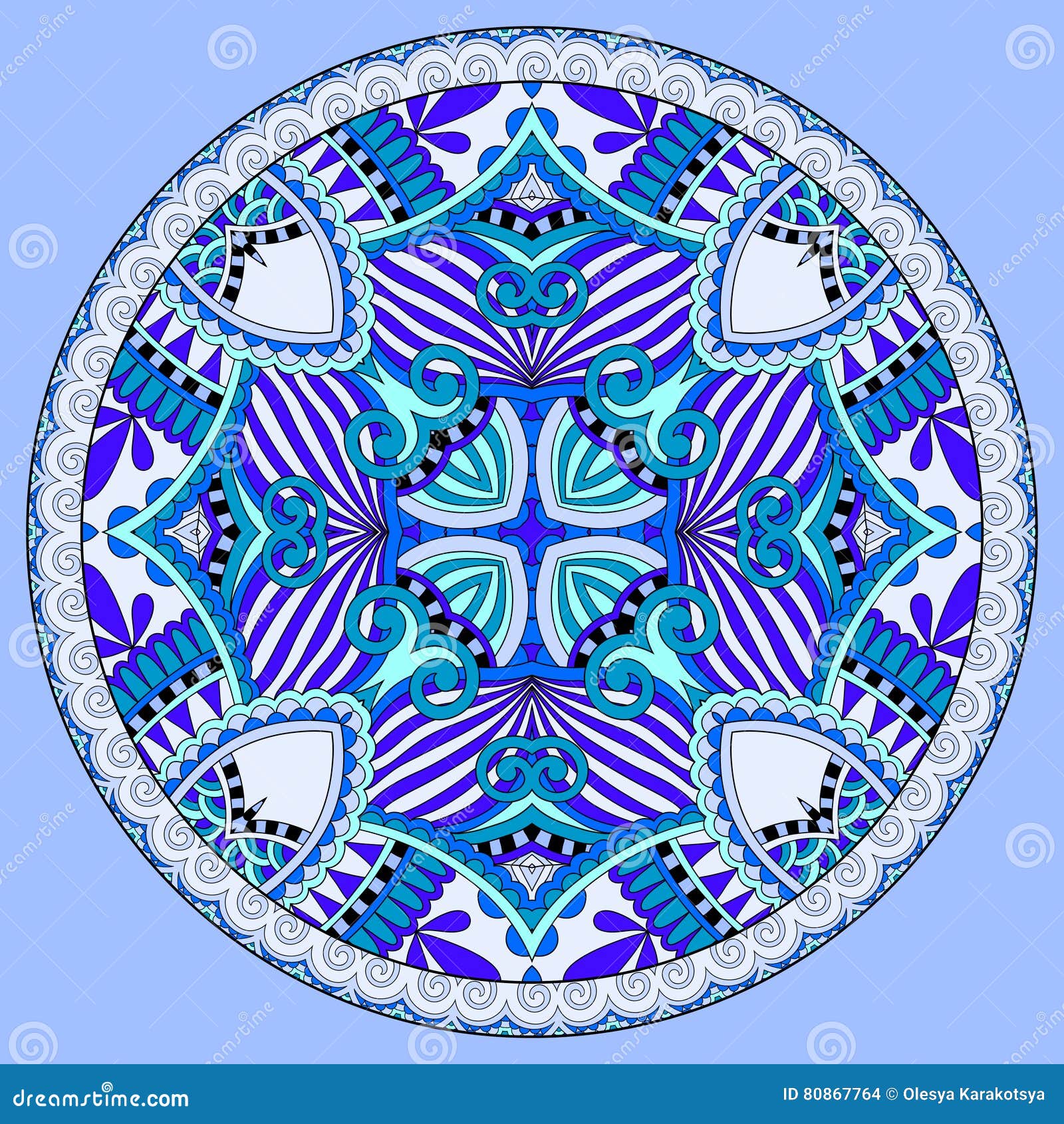 Decorative Design of Blue Circle Dish Template, Round Geometric Stock ...