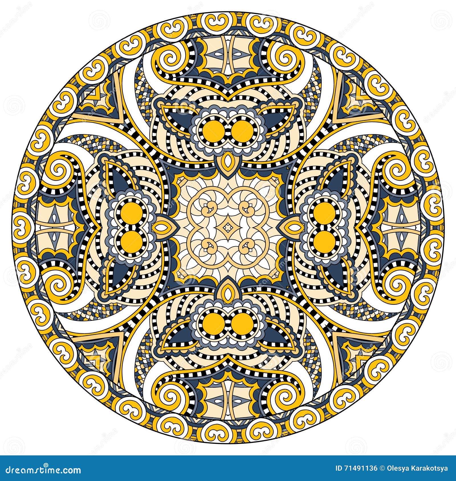 Decorative Design of Circle Dish Template, Round Geometric Pattern ...