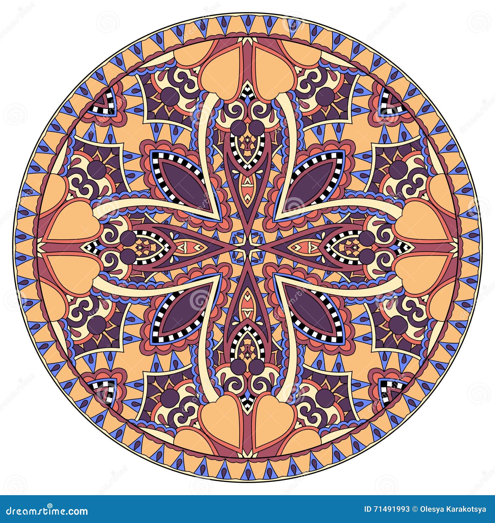 Decorative Design of Circle Dish Template, Round Geometric Pattern ...