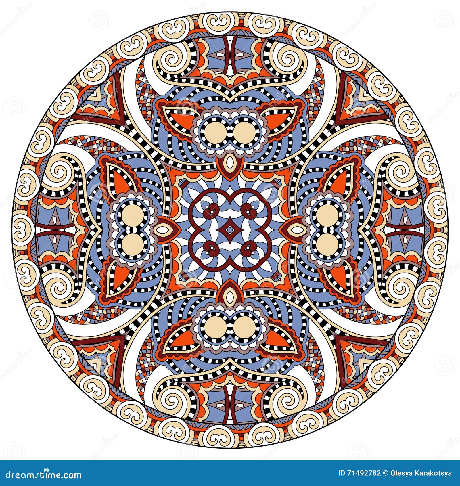 Decorative Design of Circle Dish Template, Round Geometric Pattern ...