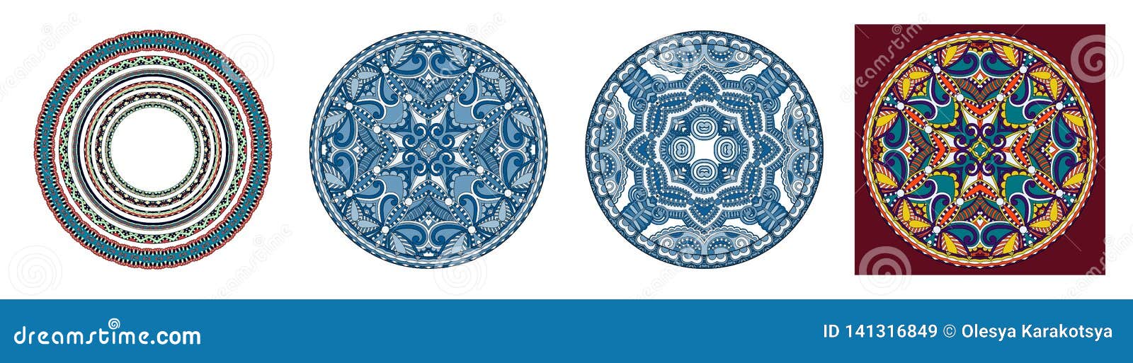 Decorative Design of Circle Dish Template, Round Geometric Pattern ...