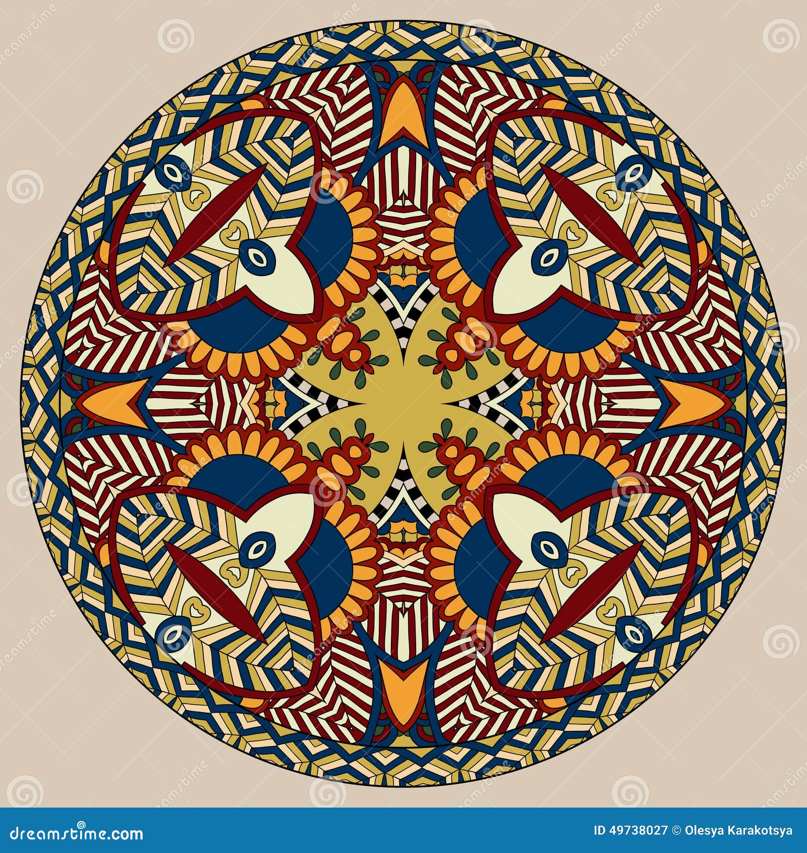 Decorative Design of Circle Dish Template, Round Stock Vector ...