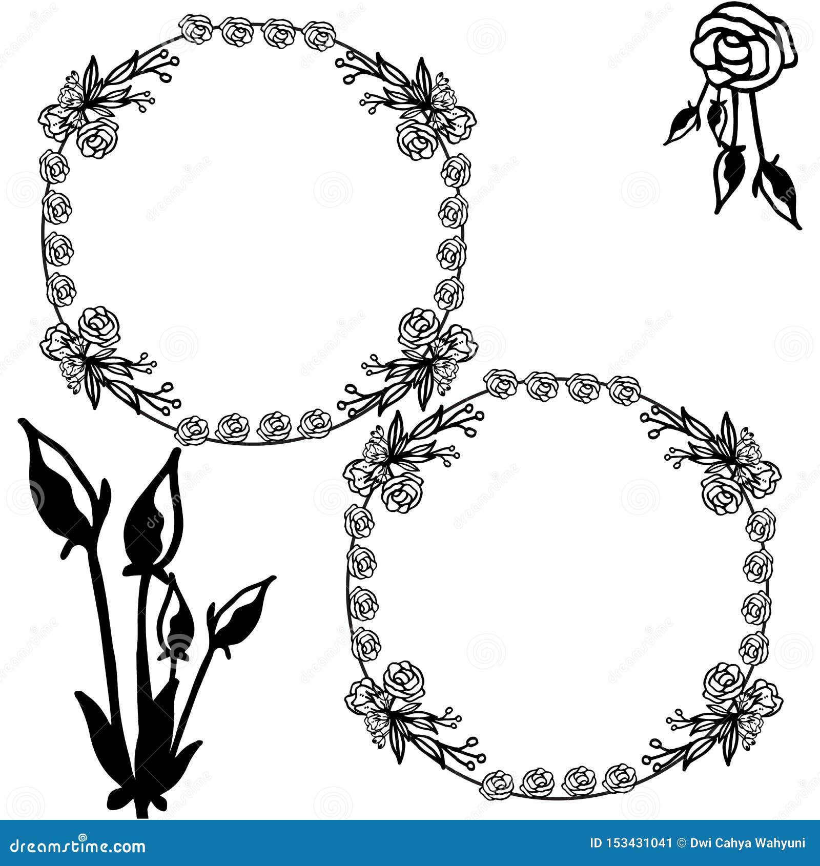 Decorative Design for Pattern Rose Flower Frame. Vector Stock Vector ...