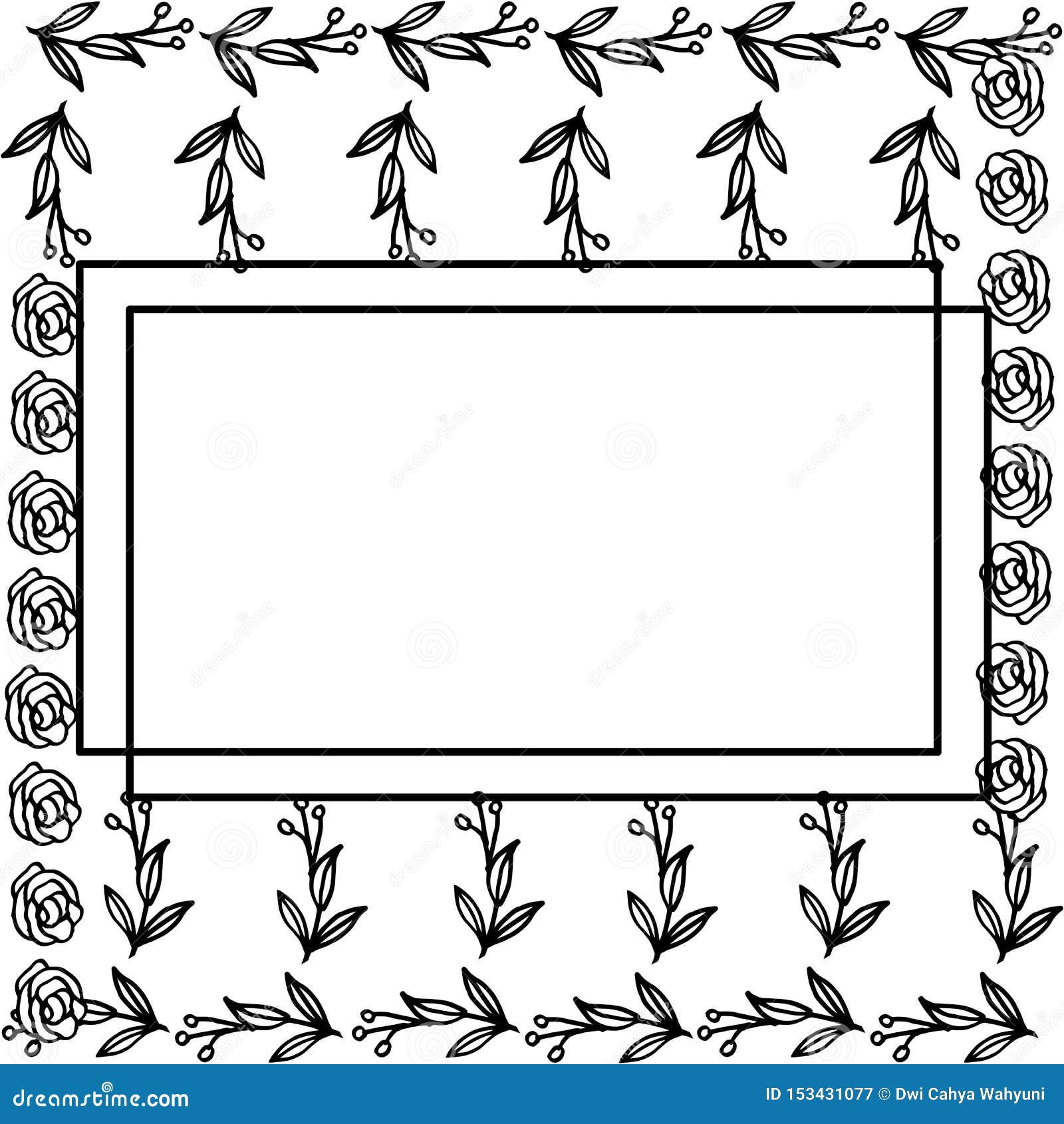 Decorative Design for Pattern Rose Flower Frame. Vector Stock Vector ...