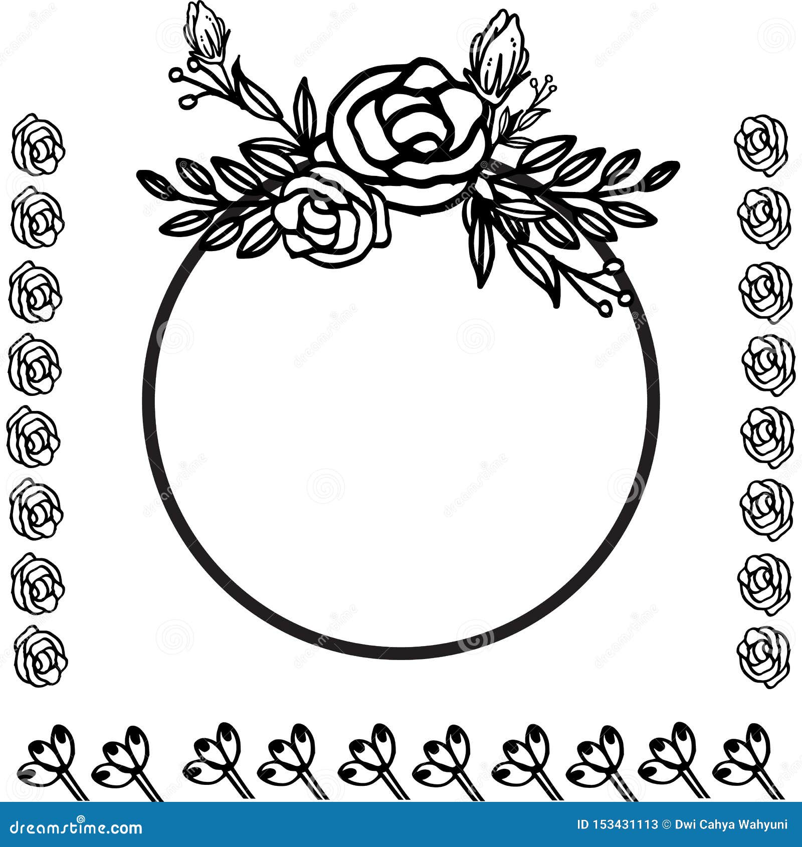 Decorative Design for Pattern Rose Flower Frame. Vector Stock Vector ...