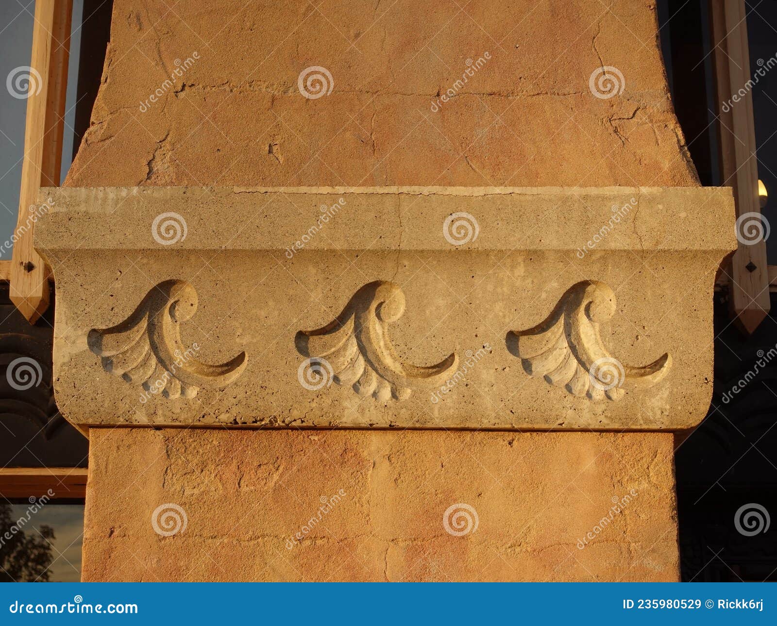 Decorative Details on Plaster Covered Column Abstract Stock Image ...
