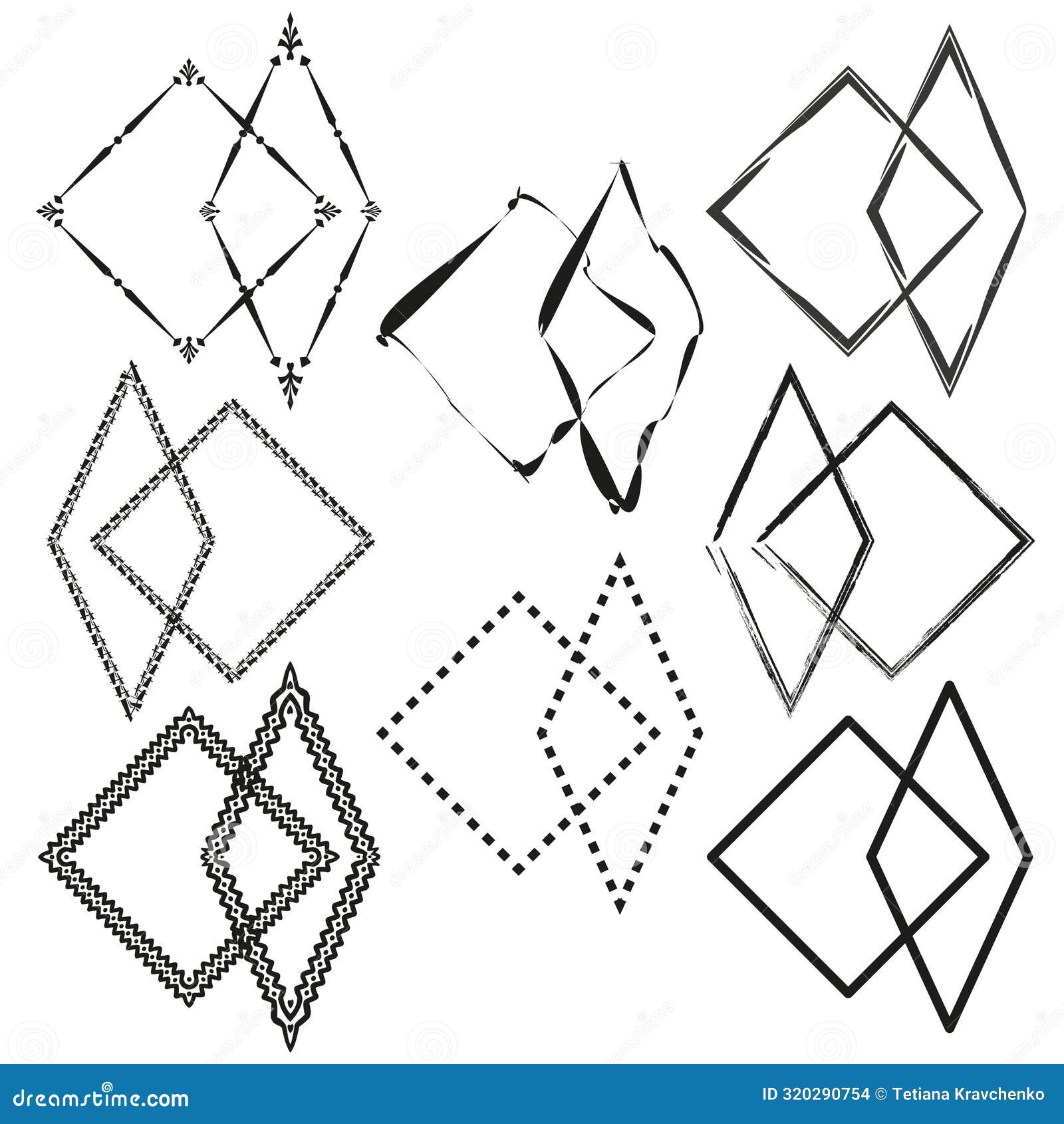 Diamond Frames Flower Wreath Spiral Leaf Floral Vector Decoration ...