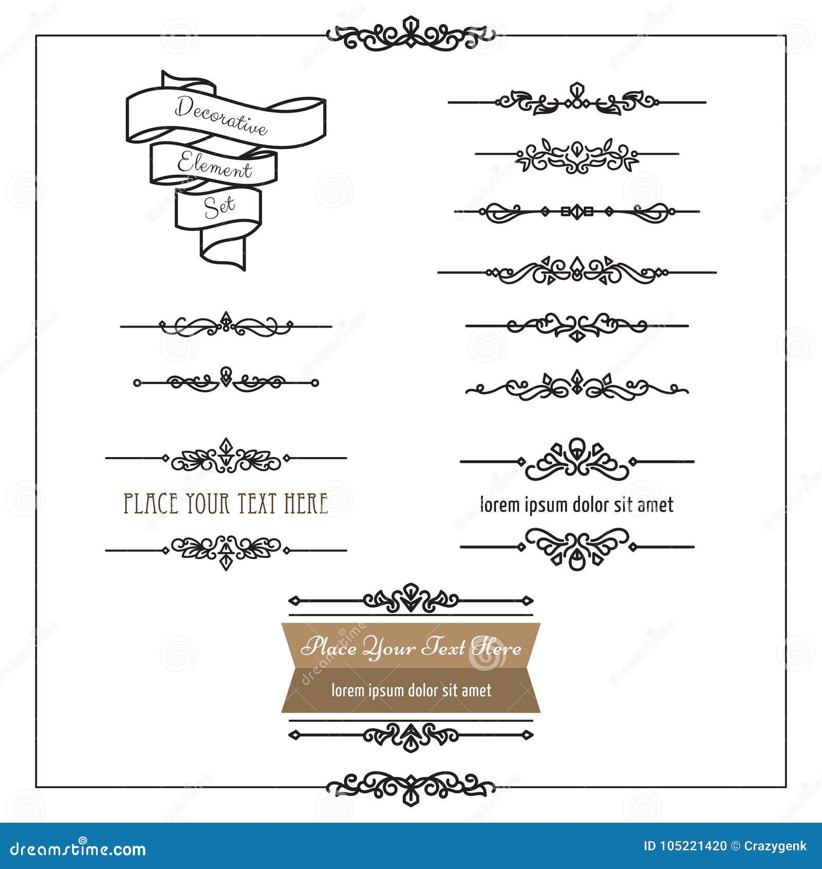 Decorative Divider & Frame Element Pack Stock Vector - Illustration of ...