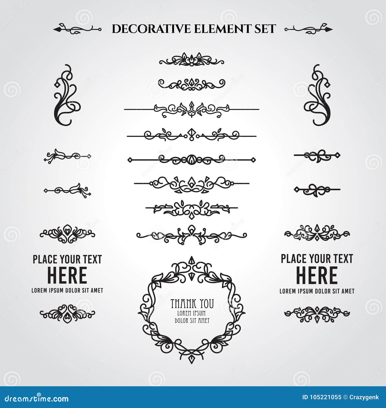 Decorative Divider and Frame Element Set Stock Vector - Illustration of ...
